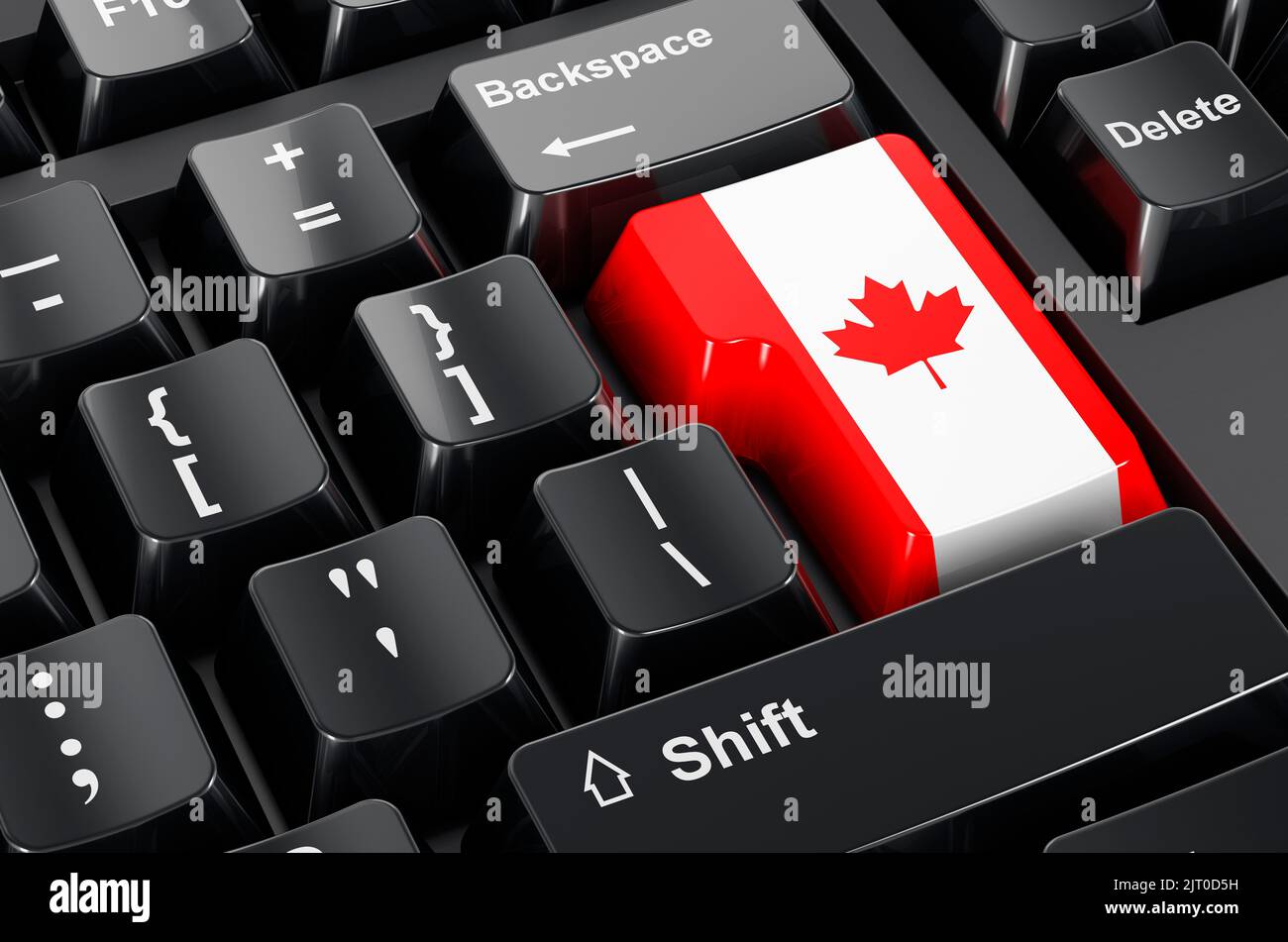 Canadian flag painted on computer keyboard. Online business, education ...