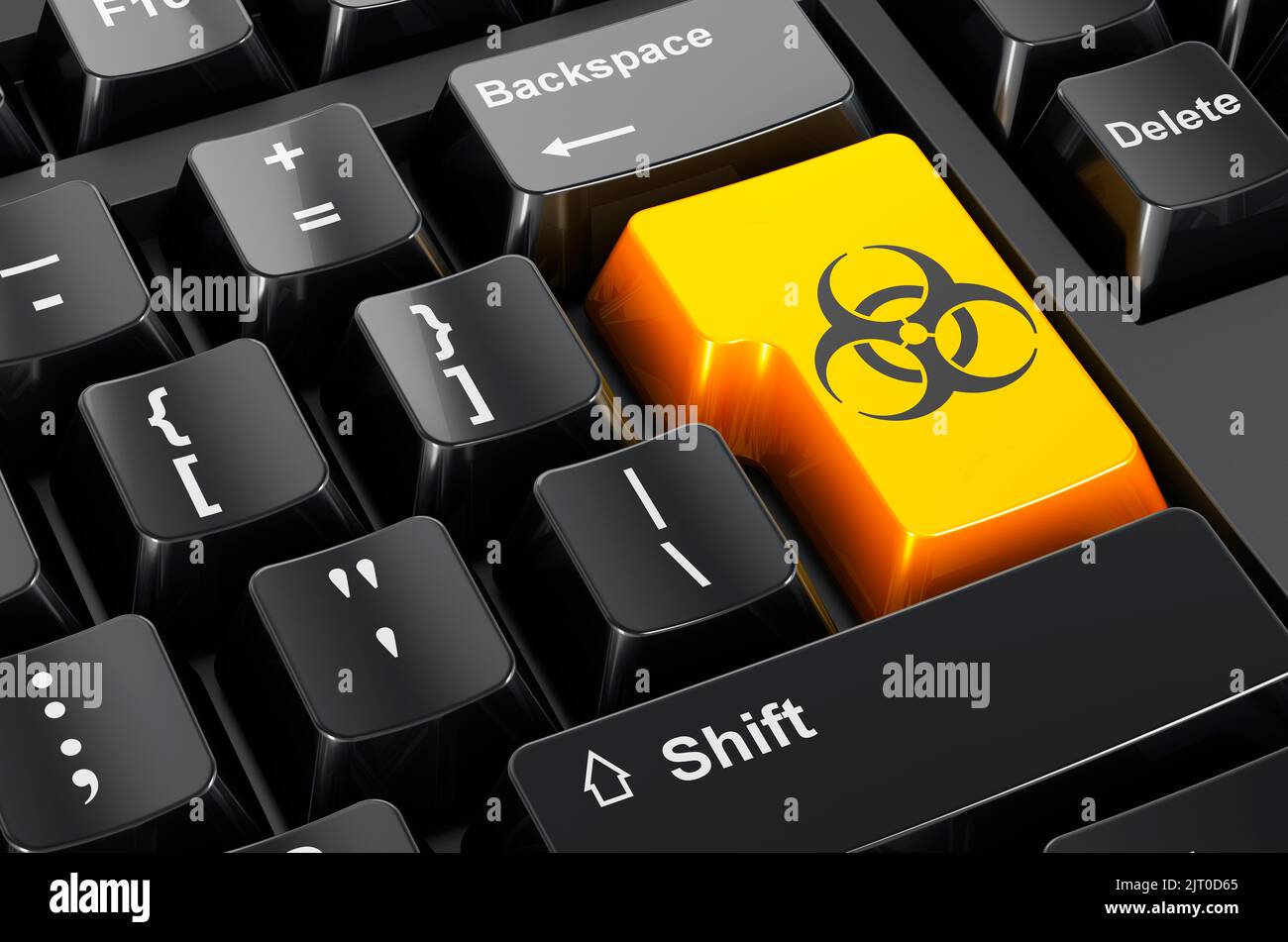 Biohazard flag painted on computer keyboard. 3D rendering Stock Photo ...