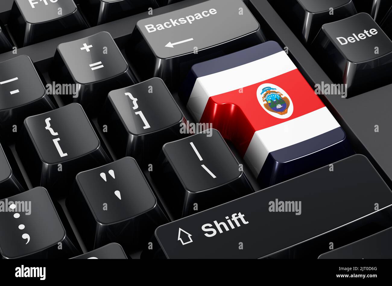 Costa Rican flag painted on computer keyboard. Online business ...