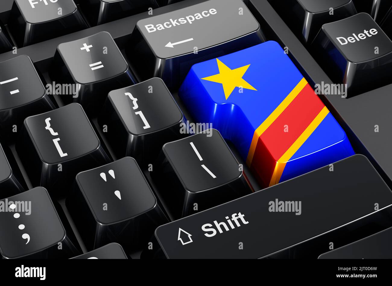 Congolese Democratic Republic flag painted on computer keyboard. Online ...