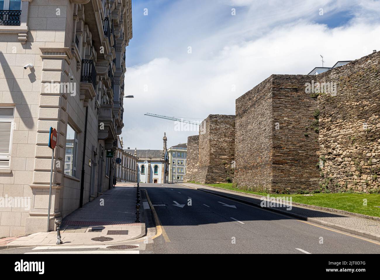 Lugo, Spain. The walls of the ancient Roman city of Lucus Augusti. A ...