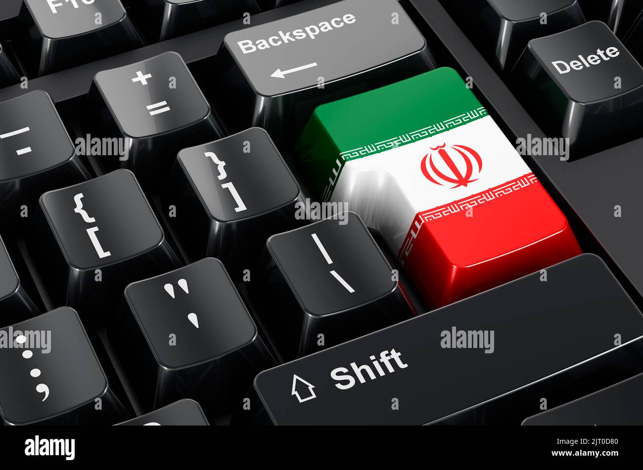 Iranian flag painted on computer keyboard. Online business, education ...