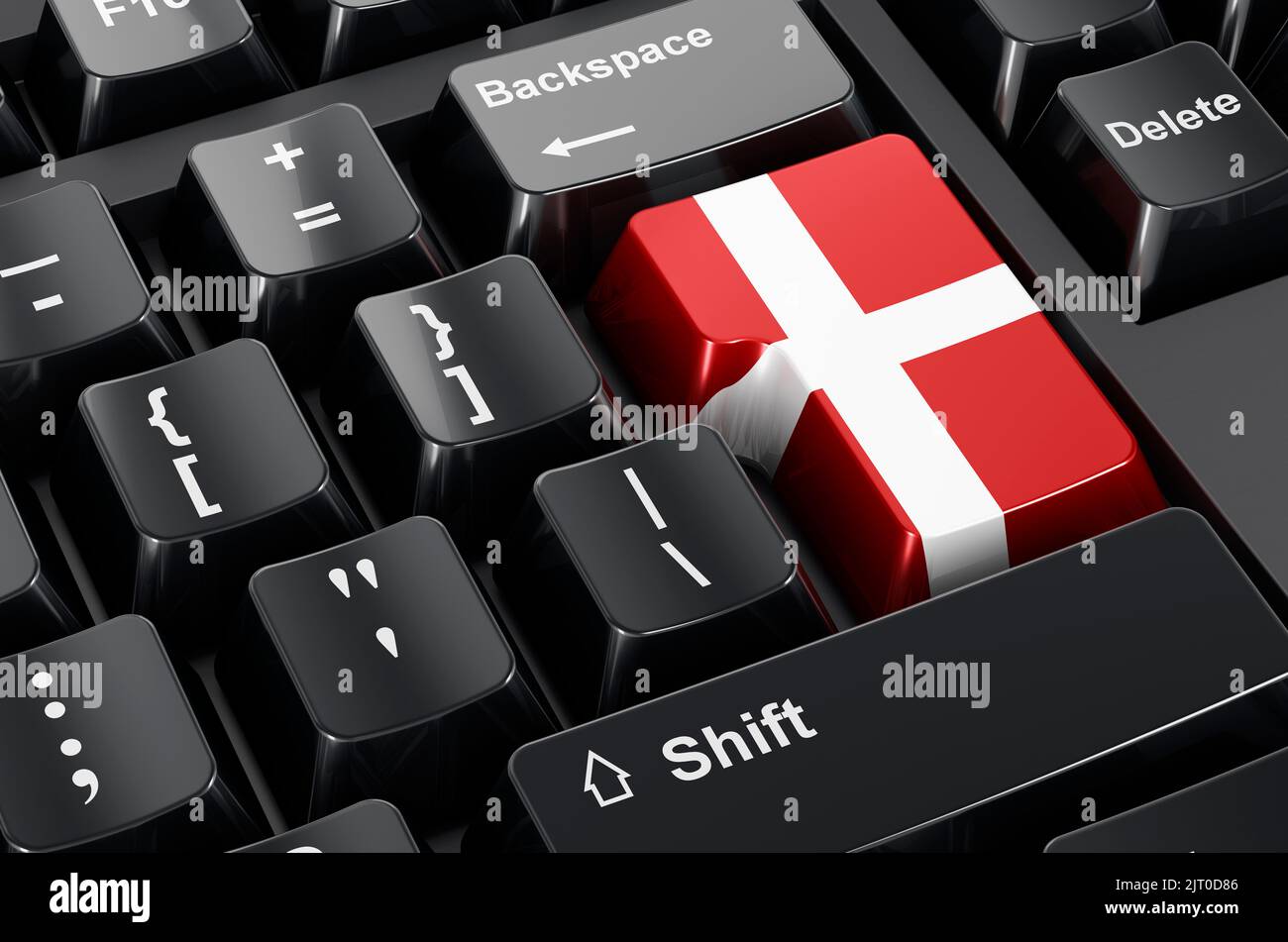 Danish flag painted on computer keyboard. Online business, education in ...