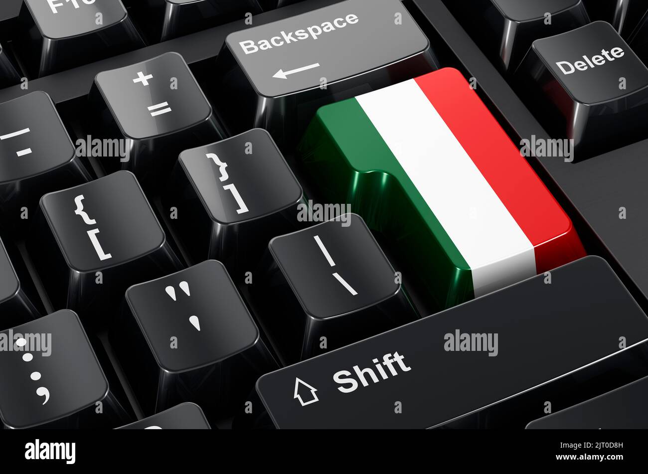 Italian flag painted on computer keyboard. Online business, education ...