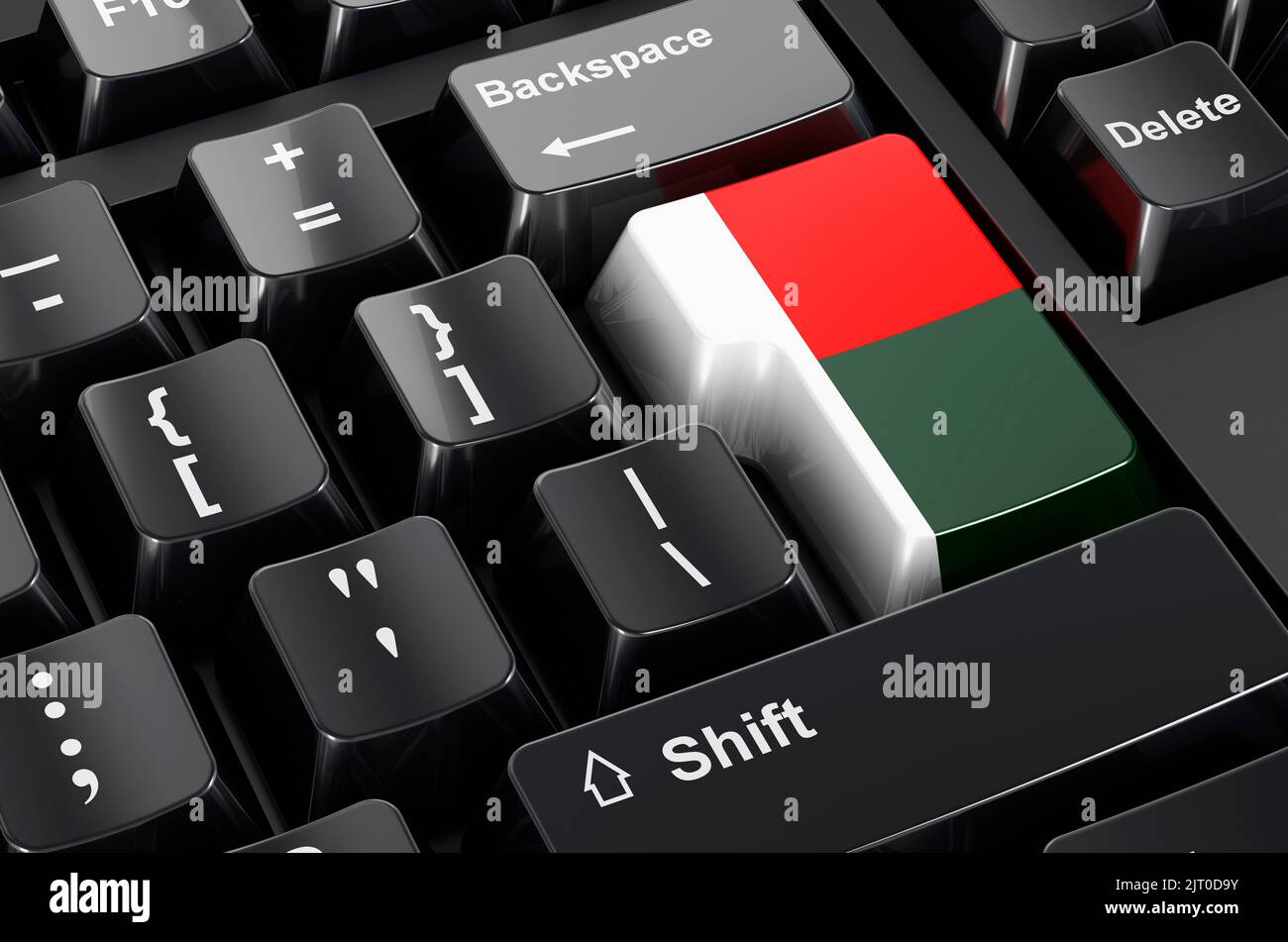 Madagascar flag painted on computer keyboard. Online business ...