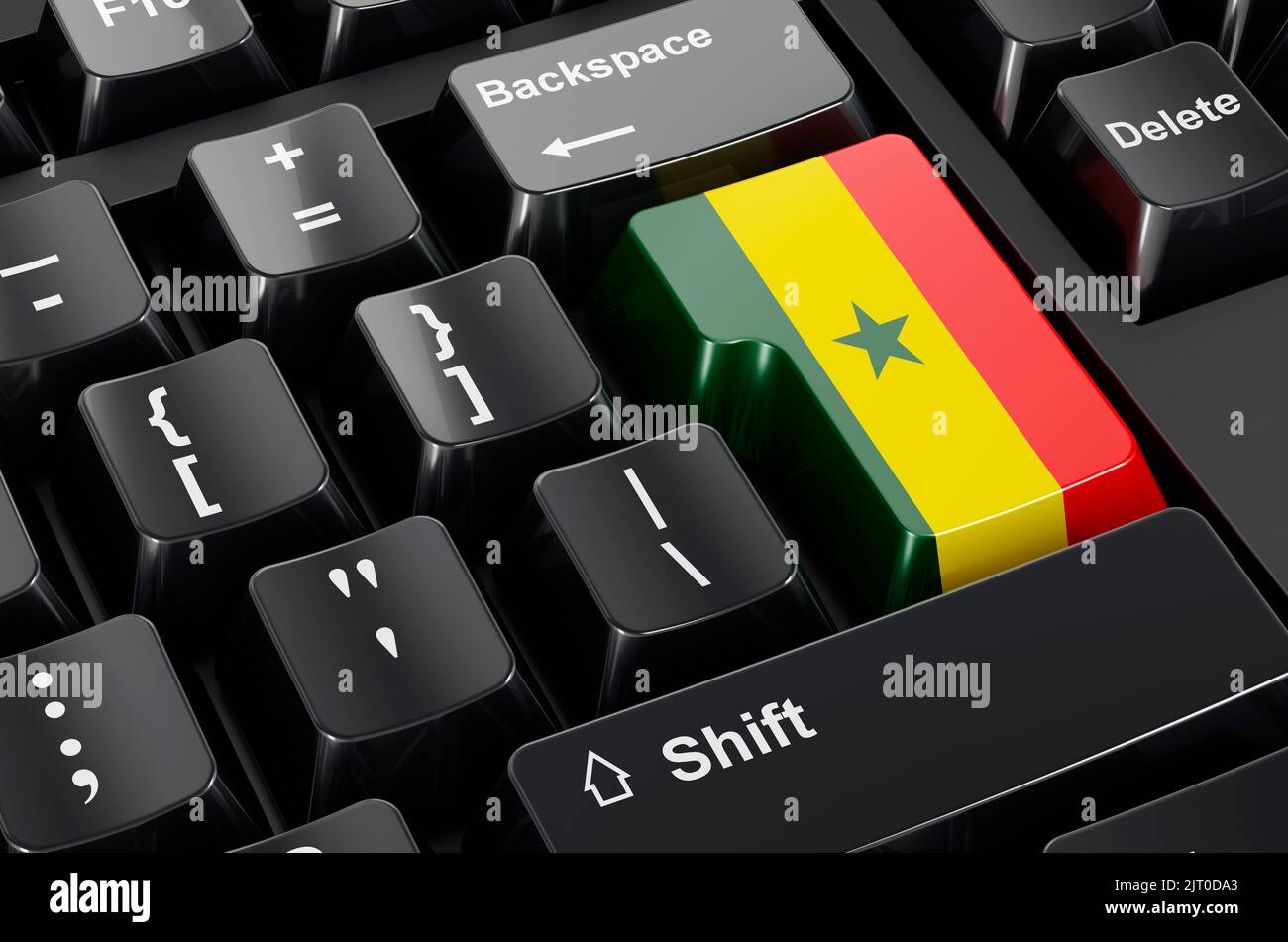 Senegalese flag painted on computer keyboard. Online business ...