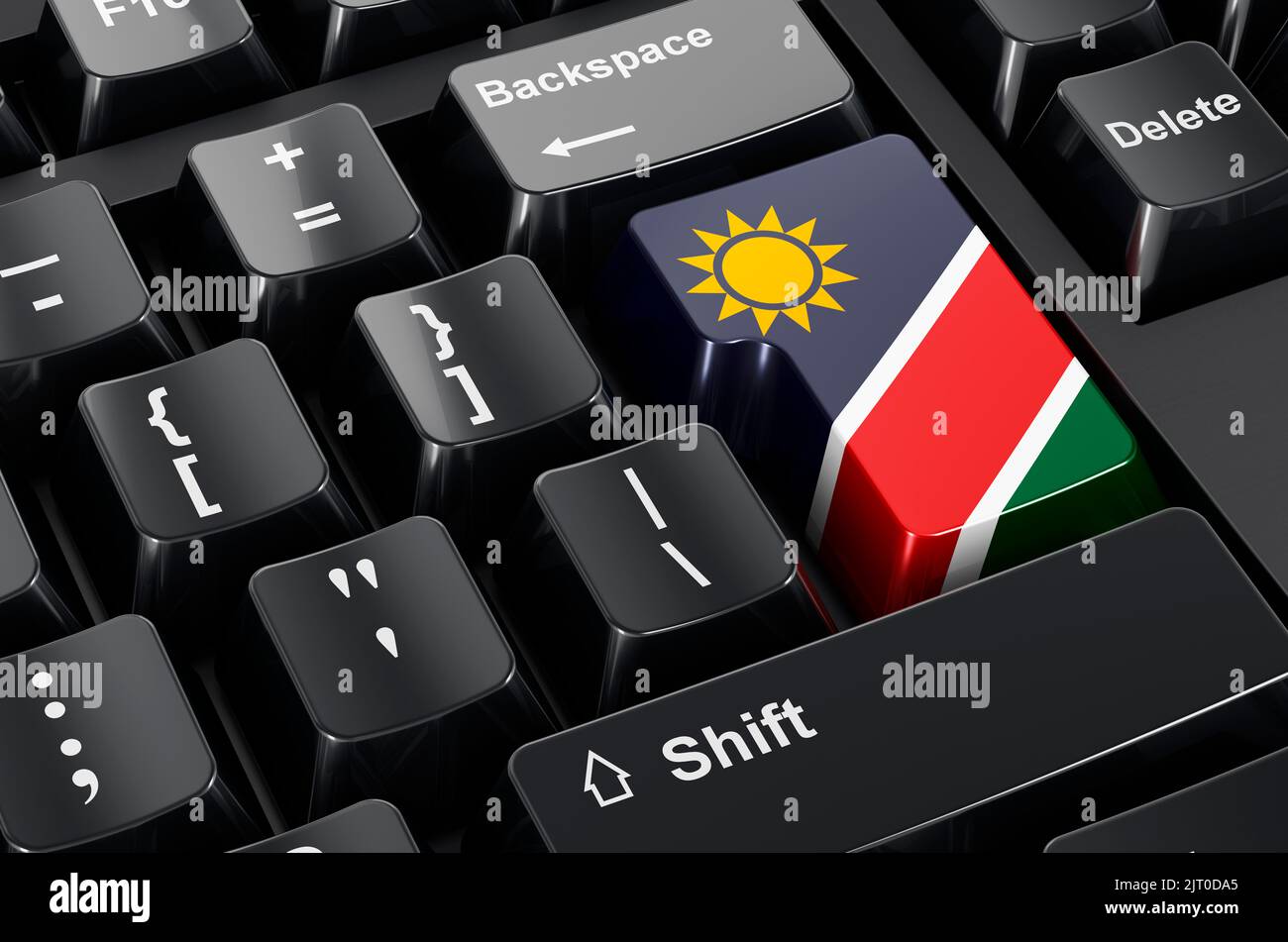 Namibian flag painted on computer keyboard. Online business, education ...