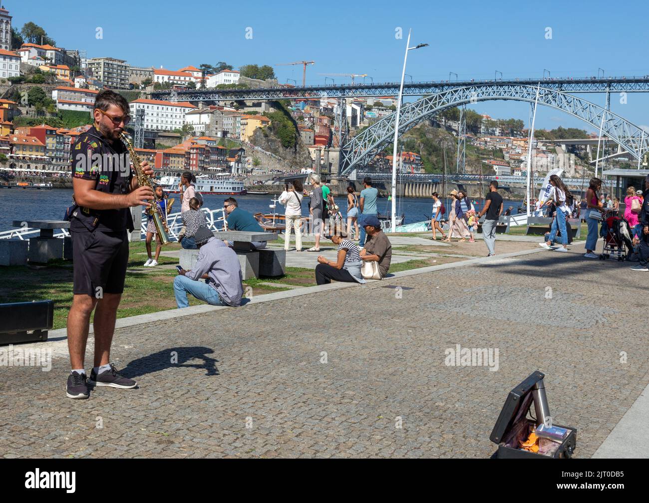 Street Musician In Porto Portugal Stock Photo - Alamy