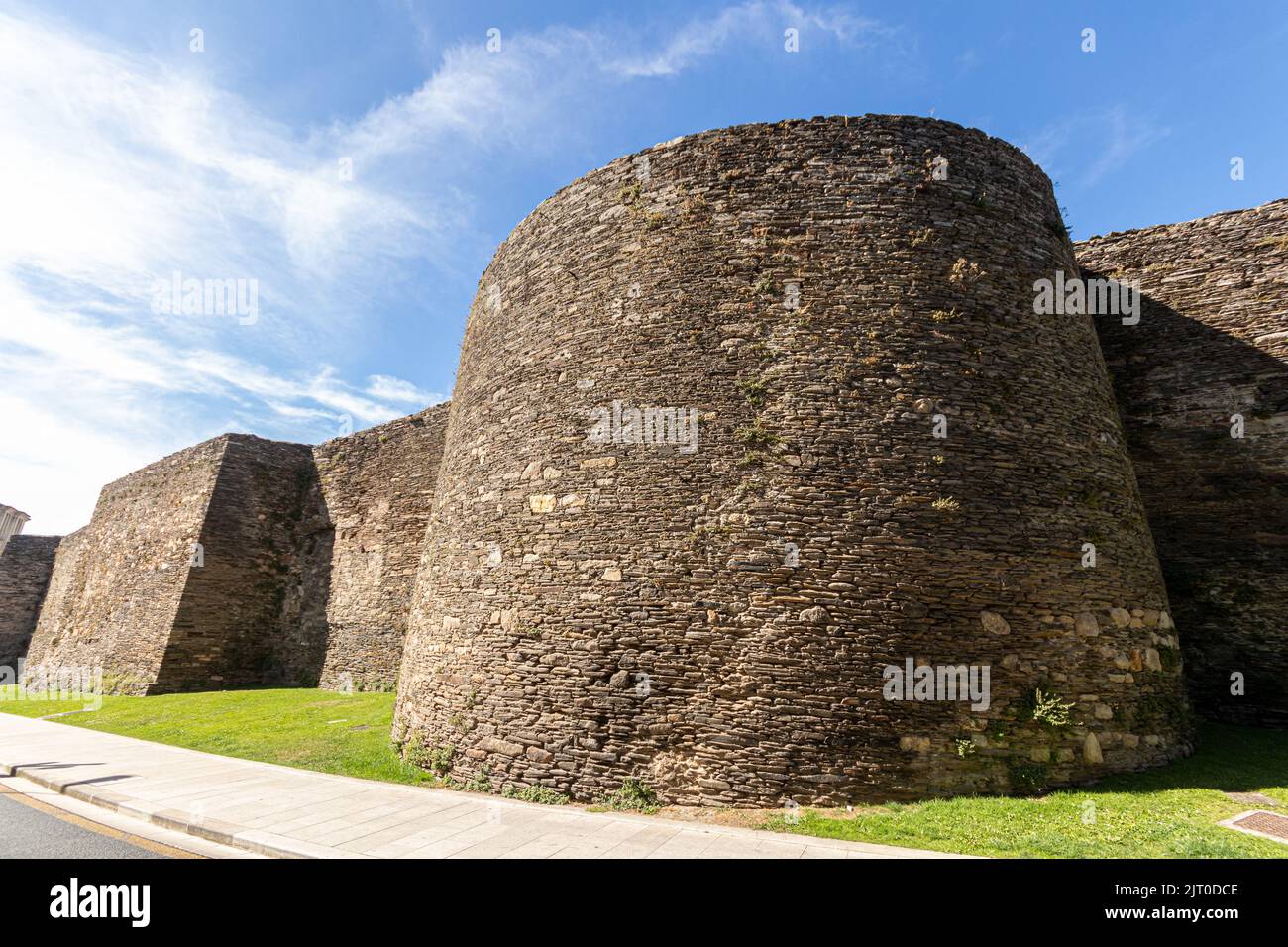Lugo, Spain. The walls of the ancient Roman city of Lucus Augusti. A ...