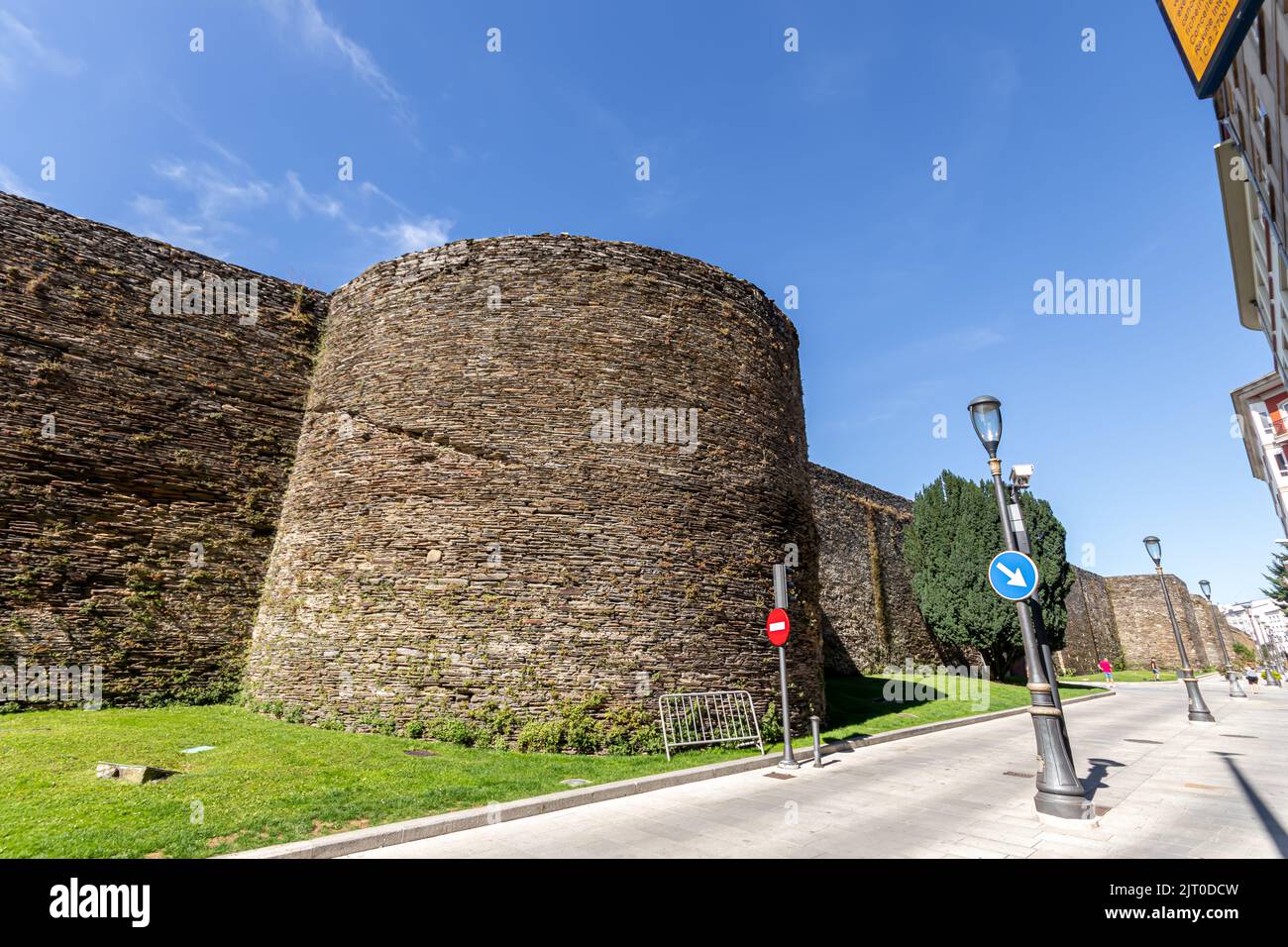 Lugo, Spain. The walls of the ancient Roman city of Lucus Augusti. A ...