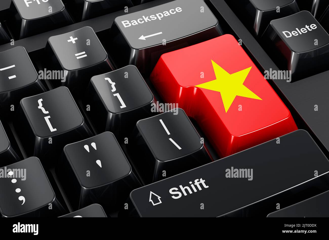 Vietnamese flag painted on computer keyboard. Online business ...