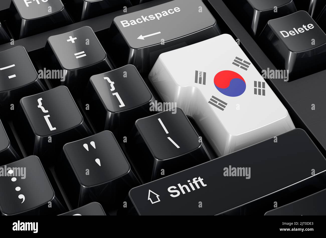 South Korean flag painted on computer keyboard. Online business ...