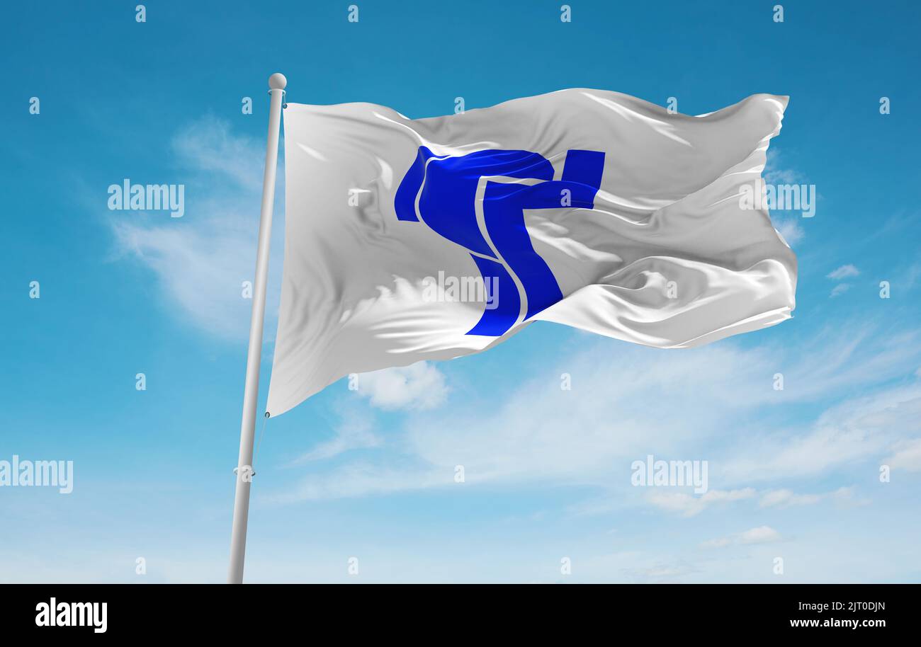 official flag of Tempe, Arizona untied states of America at cloudy sky ...