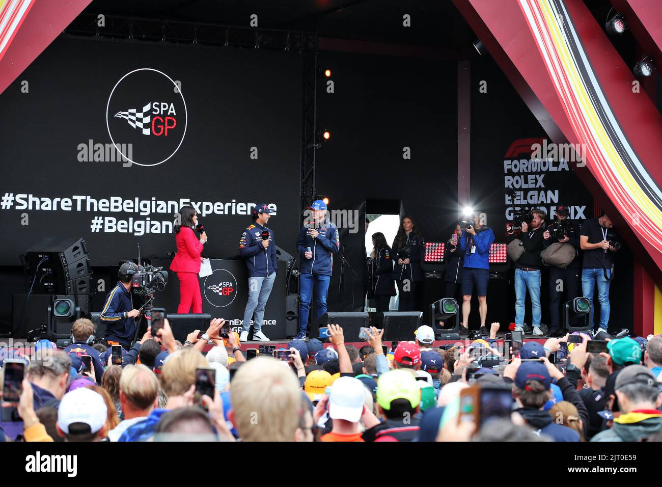 Circuit atmosphere - (L to R): Sergio Perez (MEX) Red Bull Racing and ...