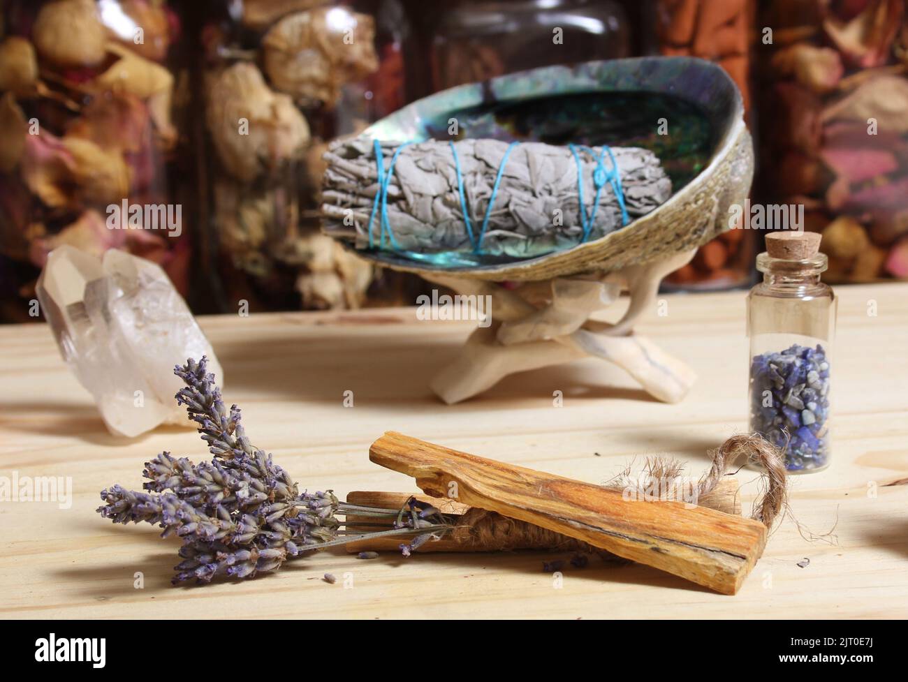 Dried Lavender With Palo Santo Wood and Abalone Shell For Smudging ...