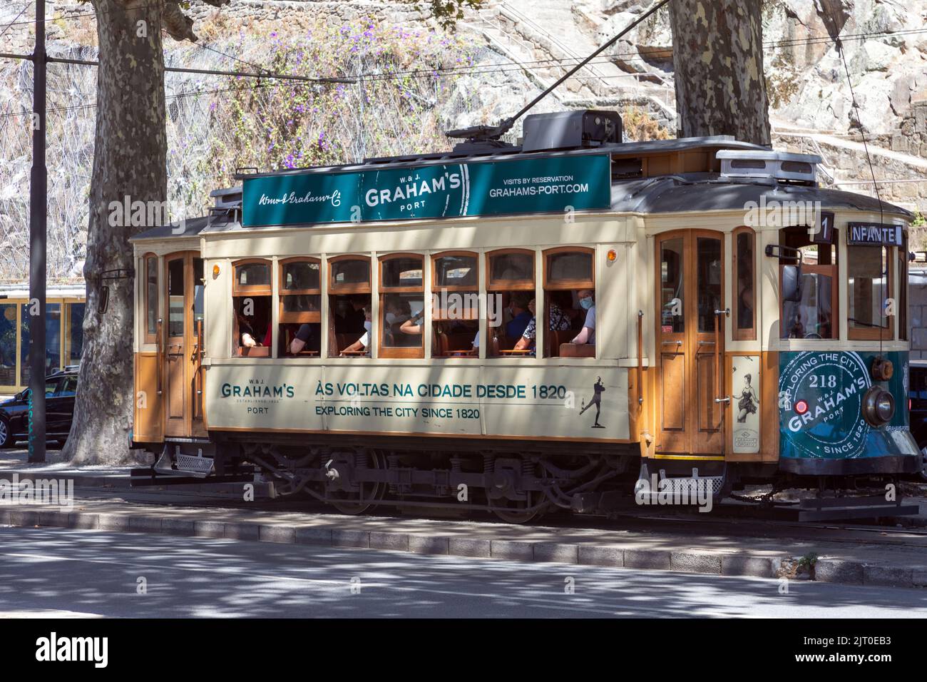 Traditional Tram in Porto Portugal Stock Photo - Alamy