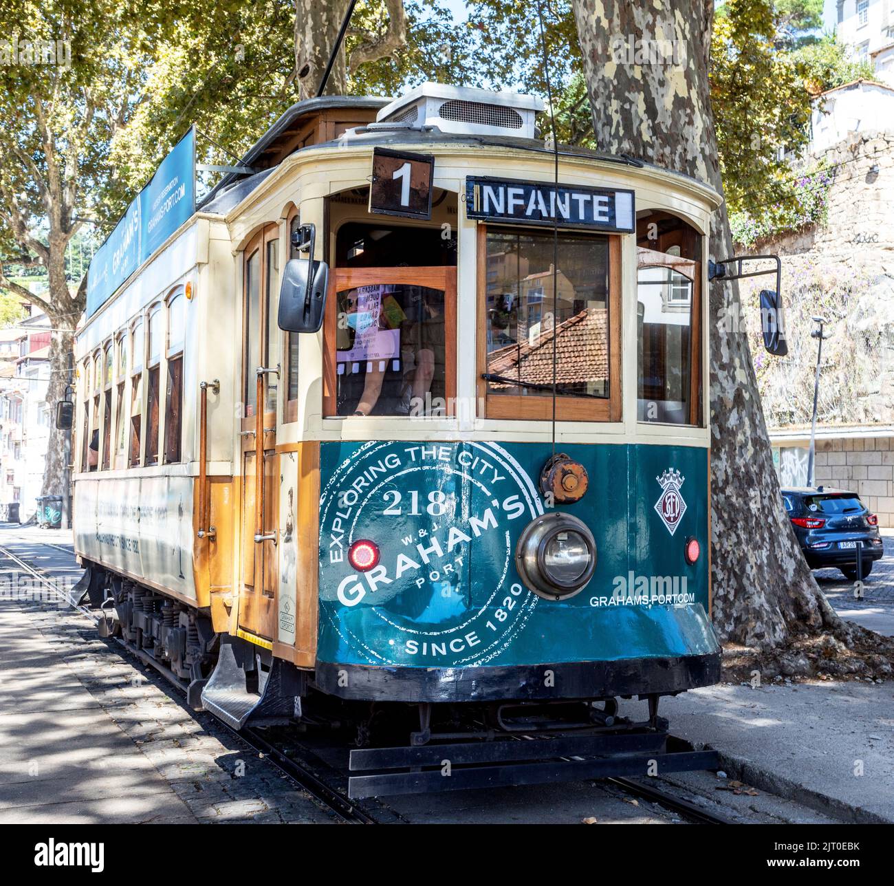 Traditional Tram in Porto Portugal Stock Photo - Alamy
