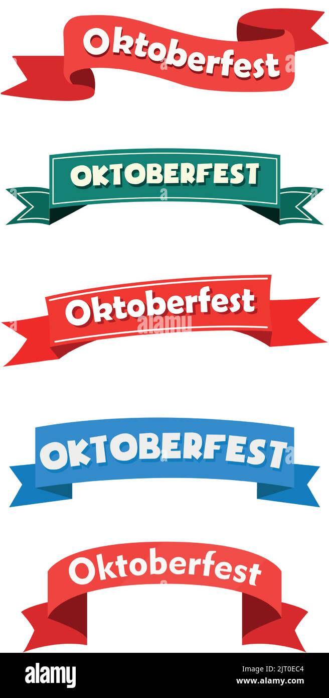 Vector set of 5 letterings German Bavarian beer festival Oktoberfest ...