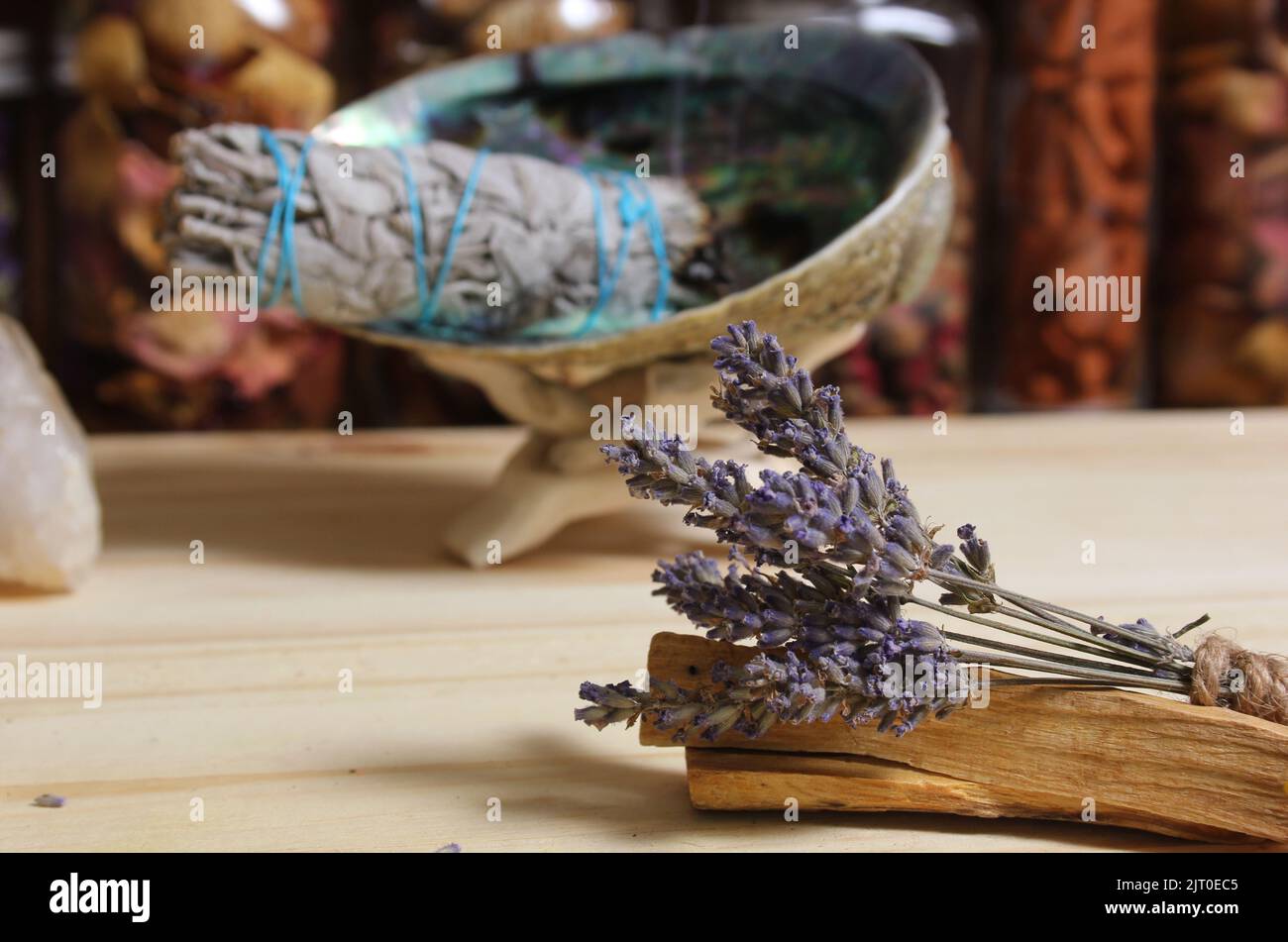Dried Lavender With Palo Santo Sticks and Abalone Shell For Smudging in ...