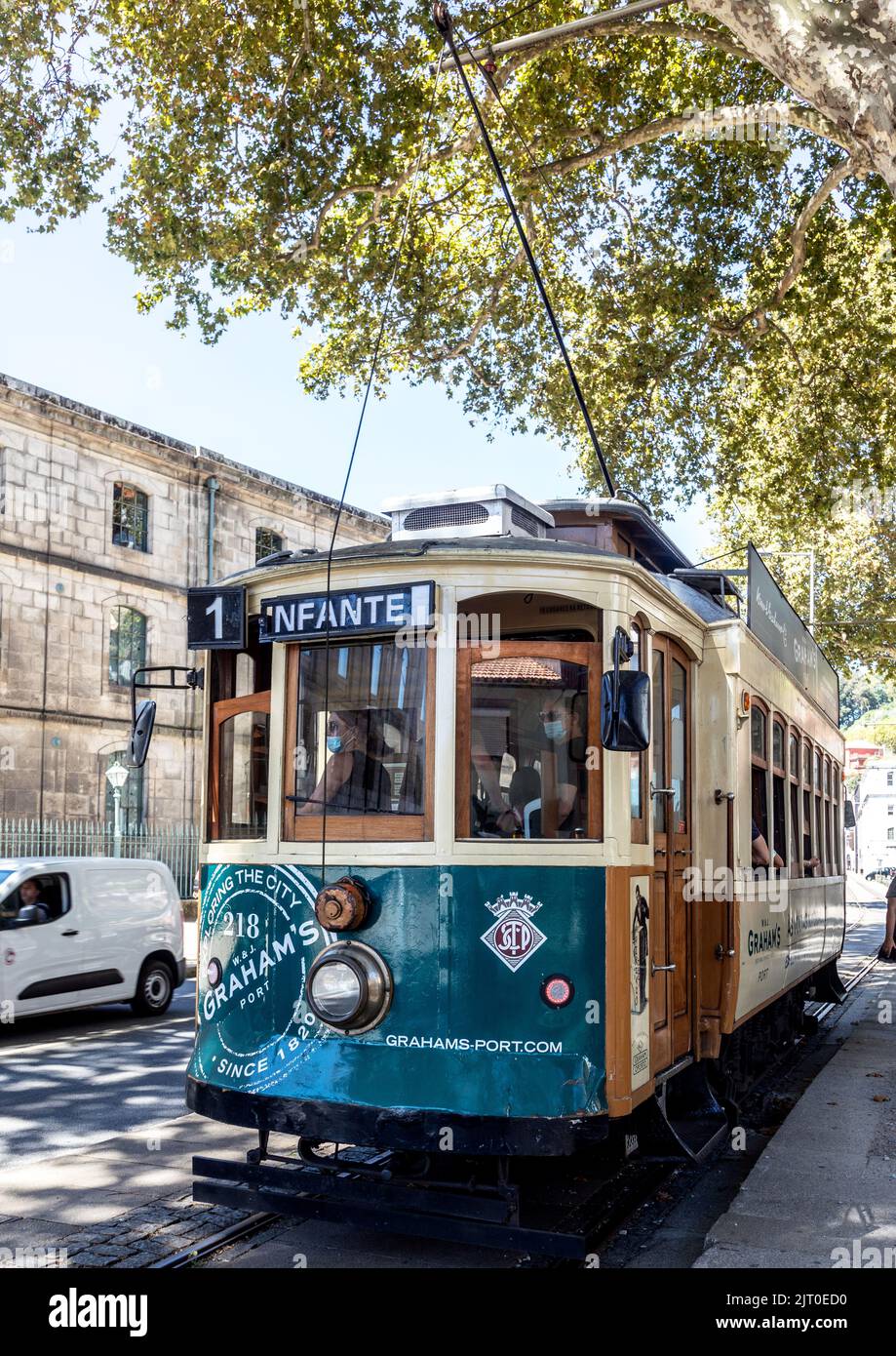 Traditional Tram in Porto Portugal Stock Photo - Alamy