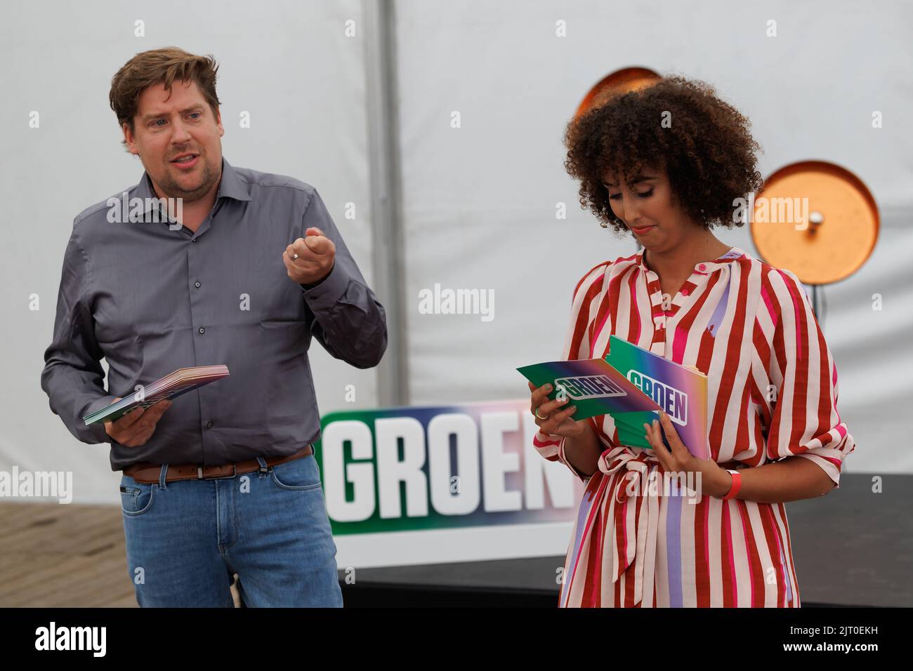 Groen new co-chairman Jeremie Vaneeckhout and Groen new co-chairwoman ...