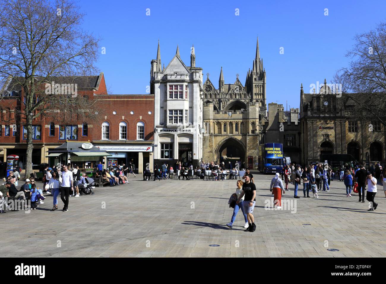 View over Cathedral square, Peterborough City, Cambridgeshire, England ...