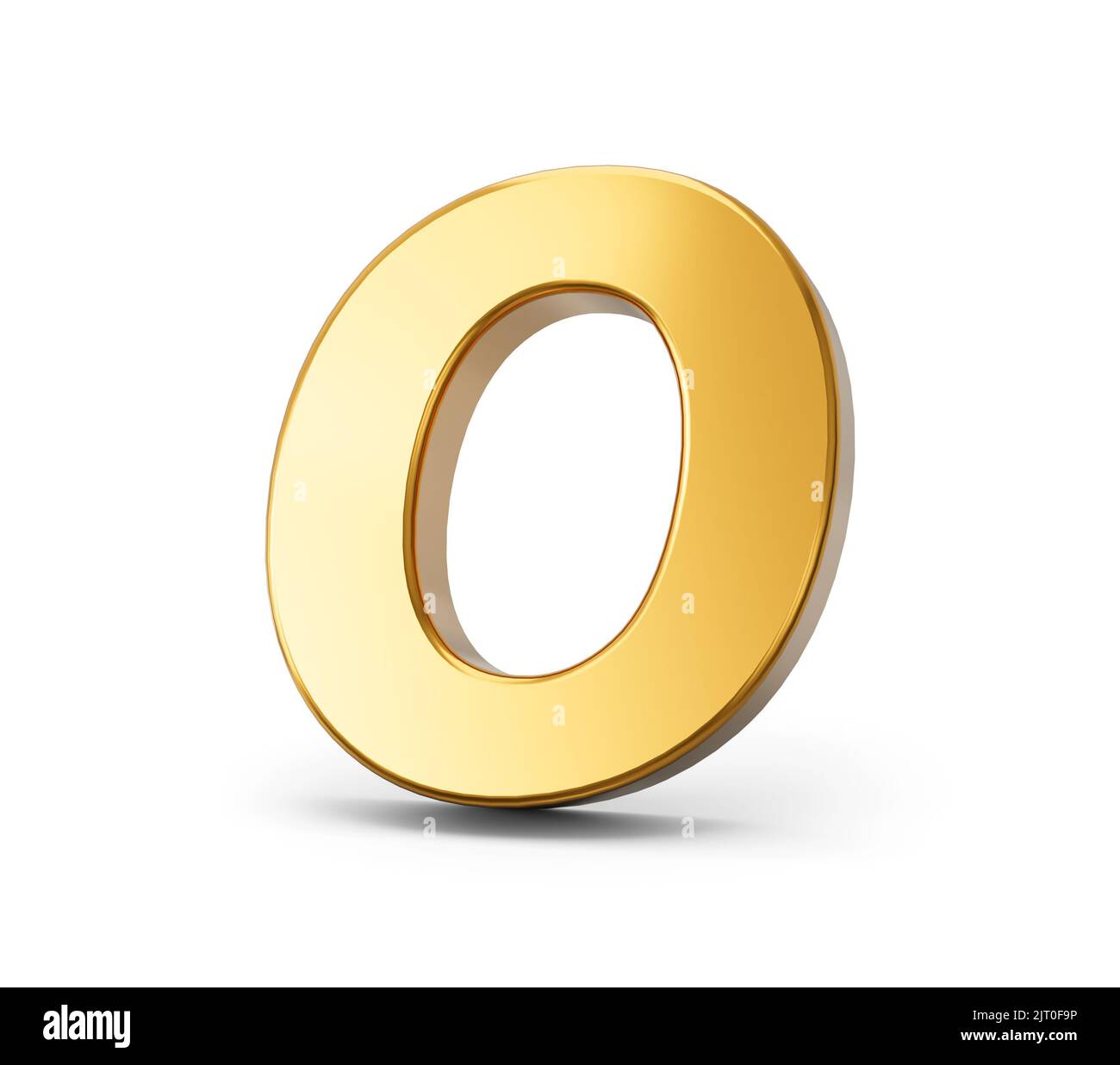 A 3D illustration of the golden O letter on a white background Stock ...