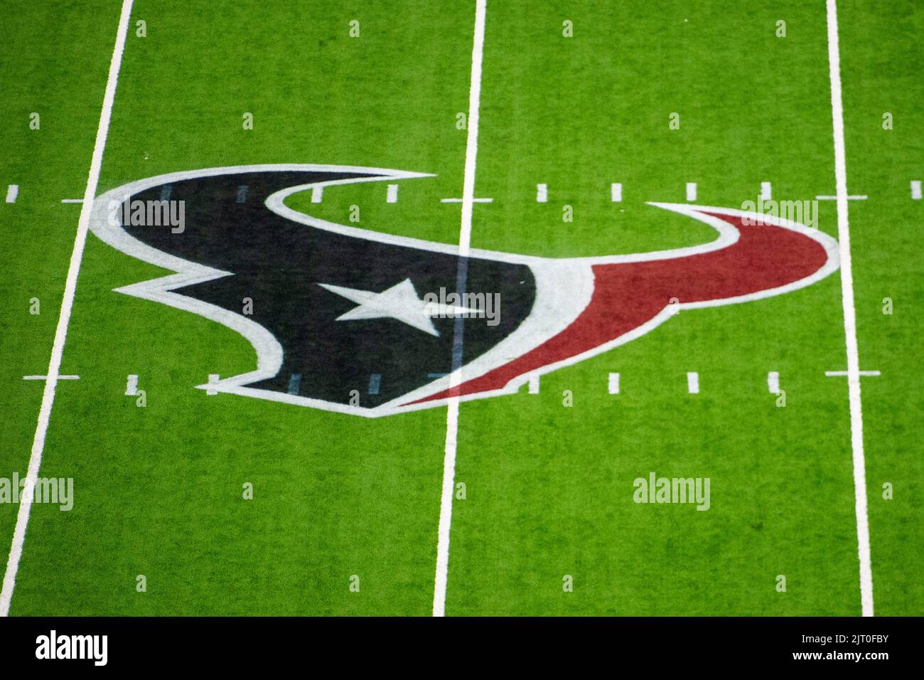 Houston Texans logo at mid-field during the NFL game between the San ...
