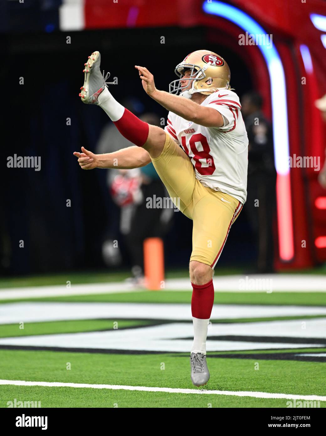 San Francisco 49ers punter Mitch Wishnowsky (18) during the NFL game ...