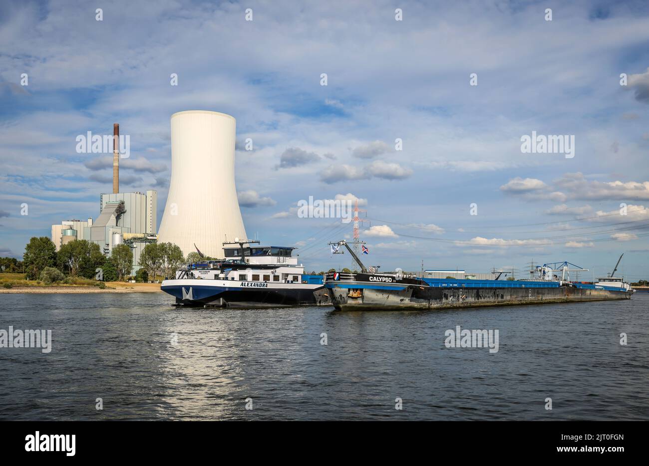 Duisburg, North Rhine-Westphalia, Germany - Low water in the Rhine with ...