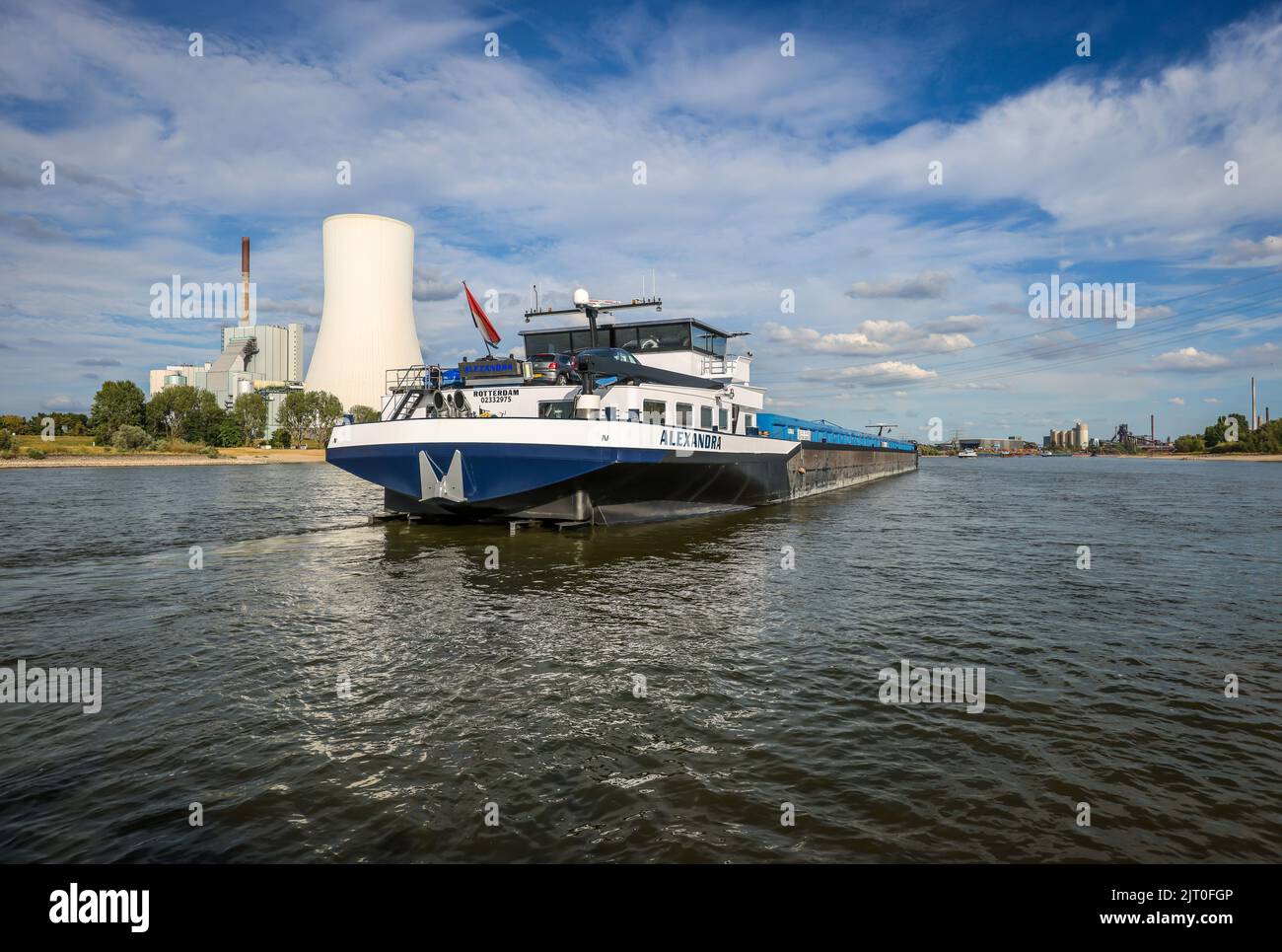 Duisburg, North Rhine-Westphalia, Germany - Low water in the Rhine with ...