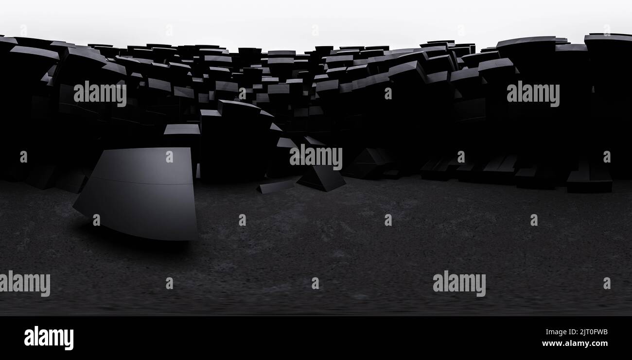 360 degree full panorama environment map of dark cube futuristic ...
