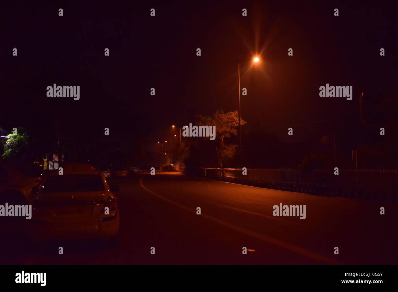 Night view of An empty street in New delhi , India Stock Photo - Alamy