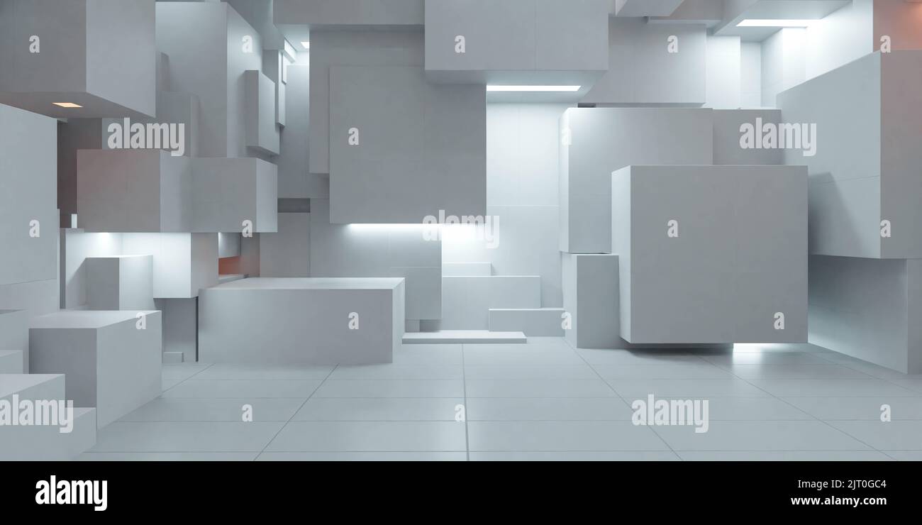 bright white abstract cube geometric shape cube elements with white ...