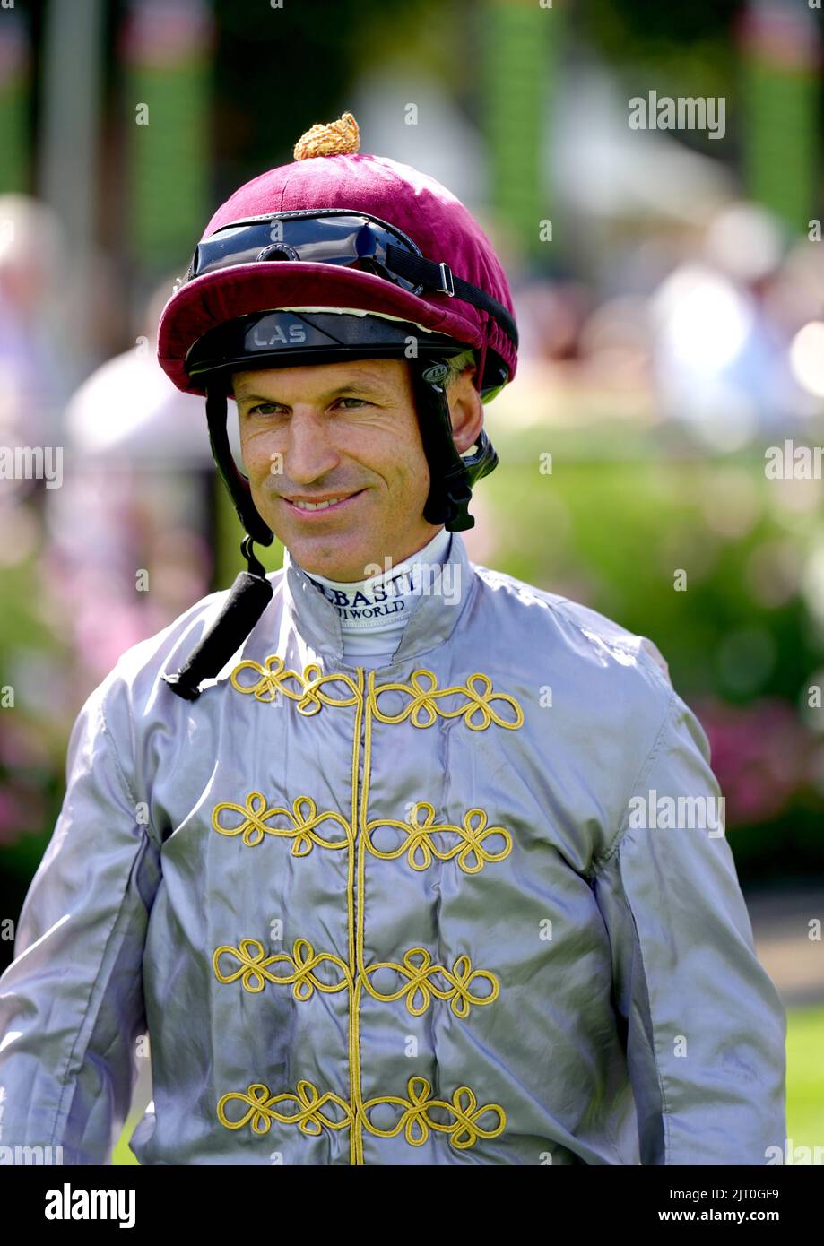 Pat Dobbs, jockey at Newmarket Racecourse, Newmarket. Picture date ...