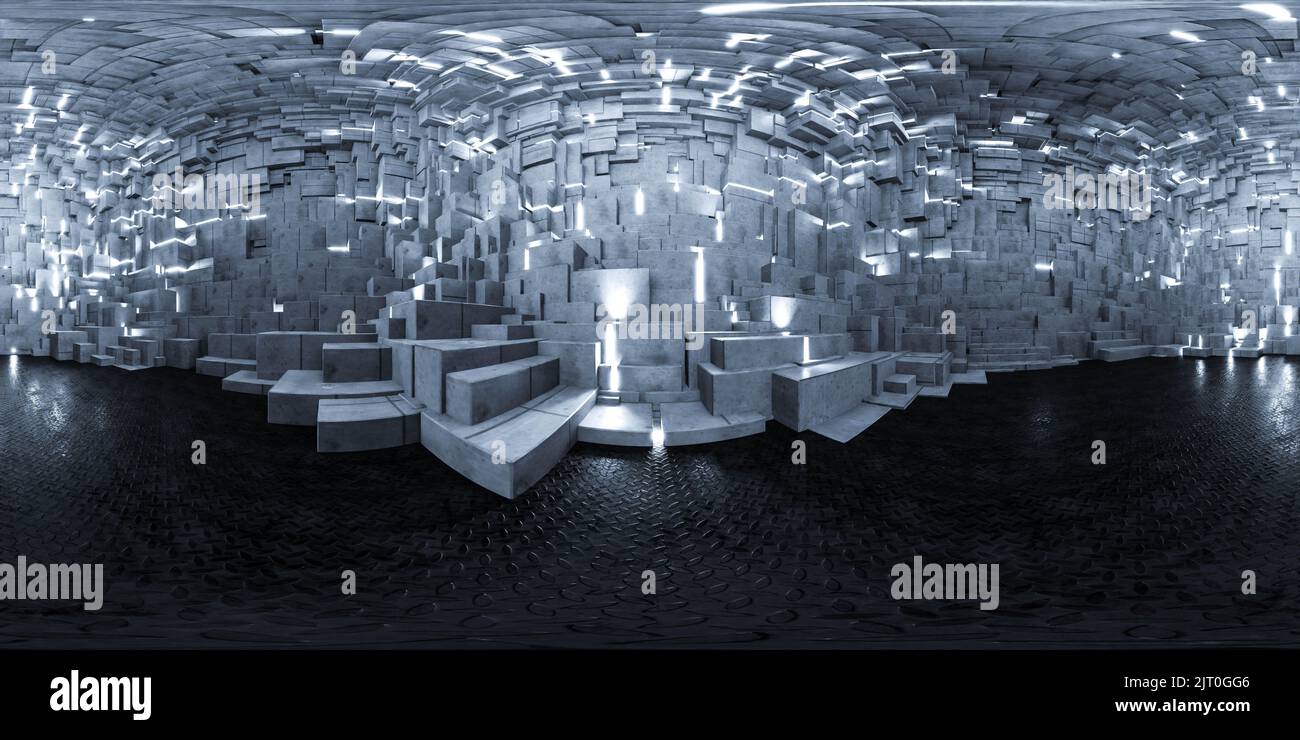 360 degree full panorama environment map of ab stract cube futuristic object wall building ...
