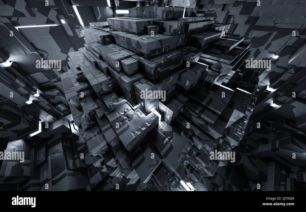 abstract cubic design with metallic technology surface 3d render ... abstract cubic design with metallic technology surface 3d render ...