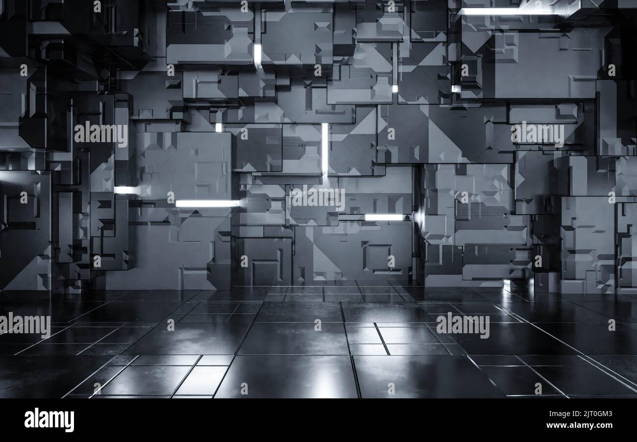 abstract cubic design with metallic technology surface building empty ... abstract cubic design with metallic technology surface building empty ...