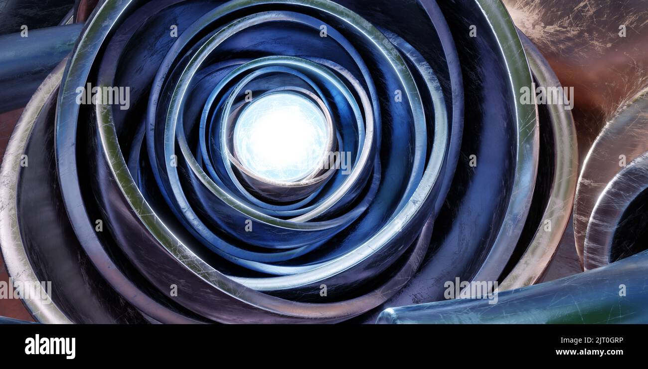 blue and red abstract metal orb sphere with glowing light 3d render ...