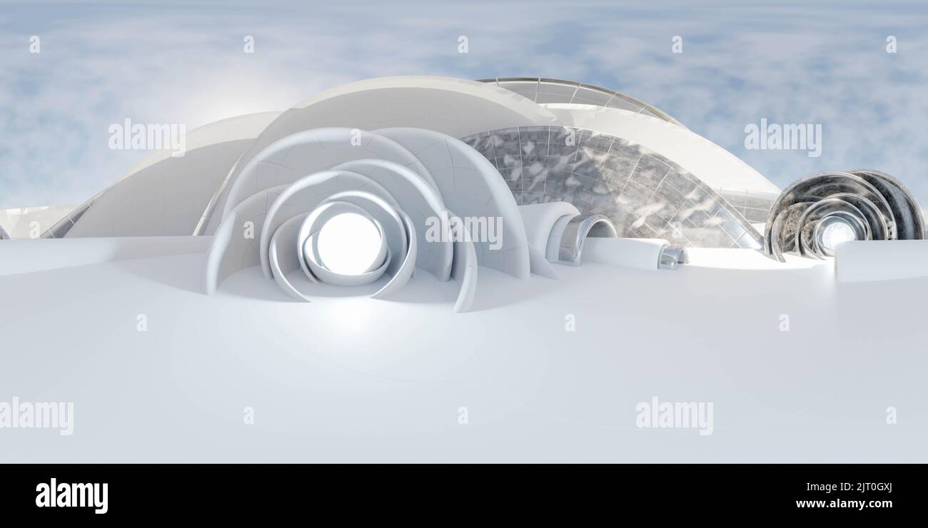 360 degree full panorama environment map of white sphere geometric ...