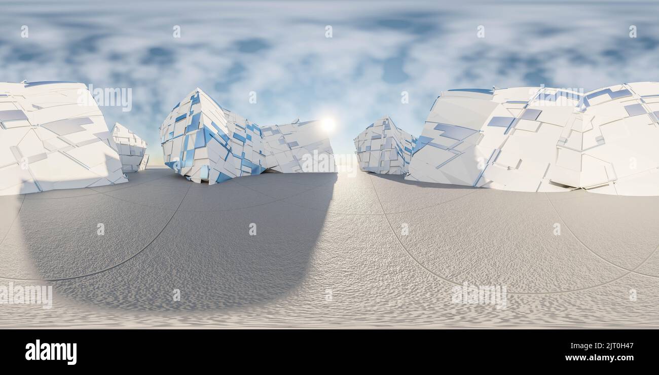 360 degree full panorama environment map of futuristic buildings with ...