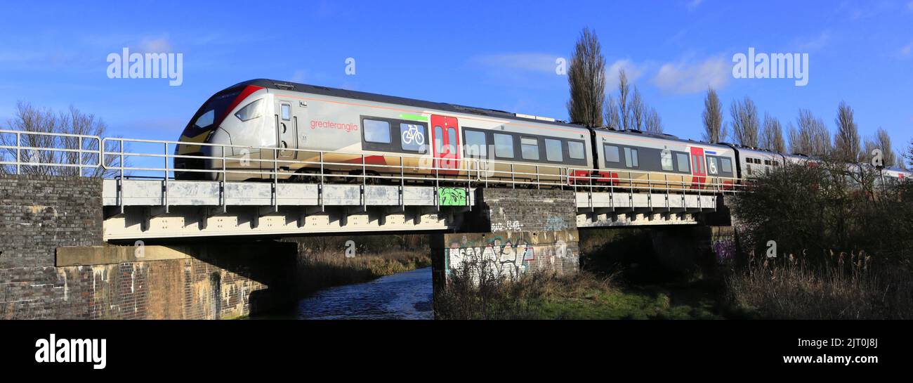 Greater Anglia trains, Class 755 train near Whittlesey town, Fenland ...