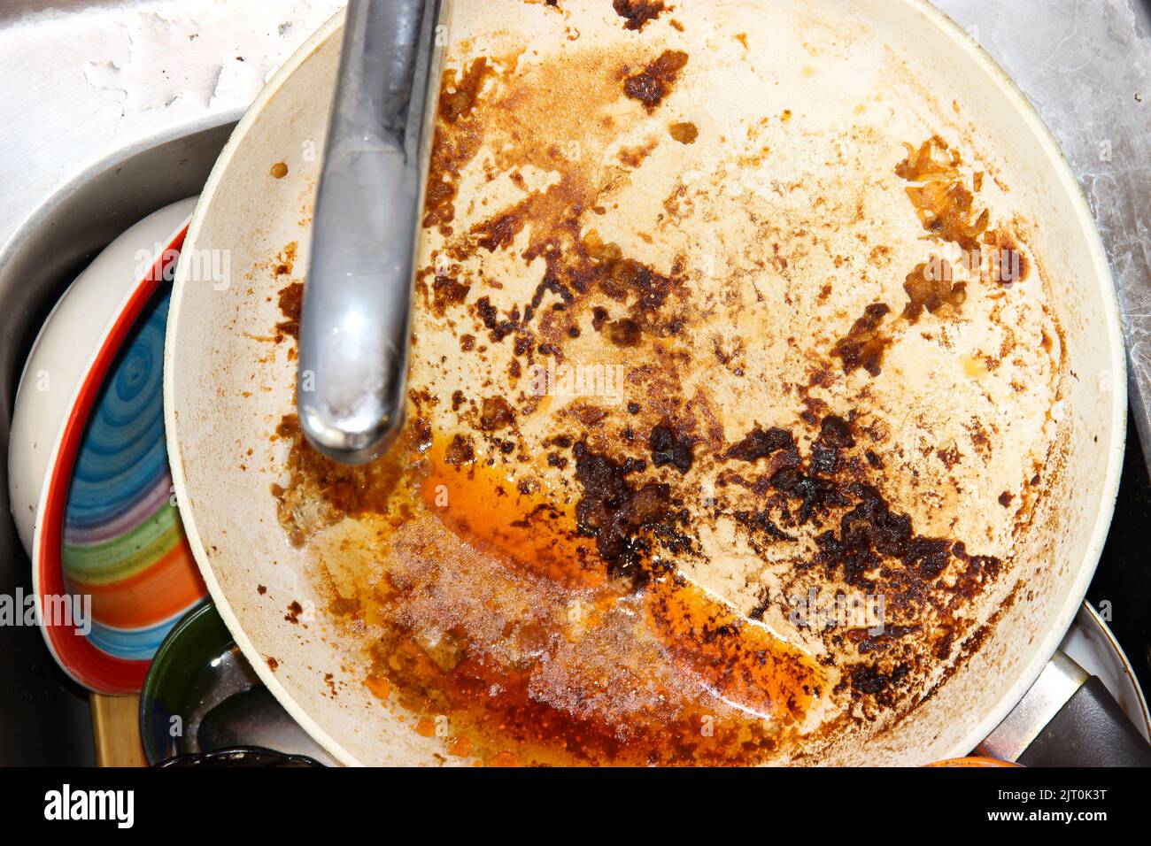 Dirty dishes in the sink, in the kitchen Stock Photo - Alamy