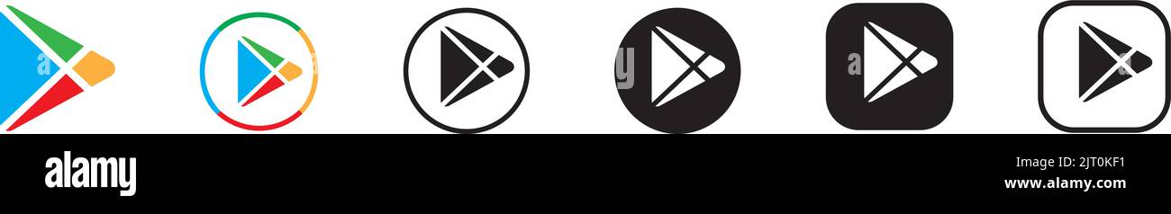 A set of Play Store logos in various designs on a white background ...