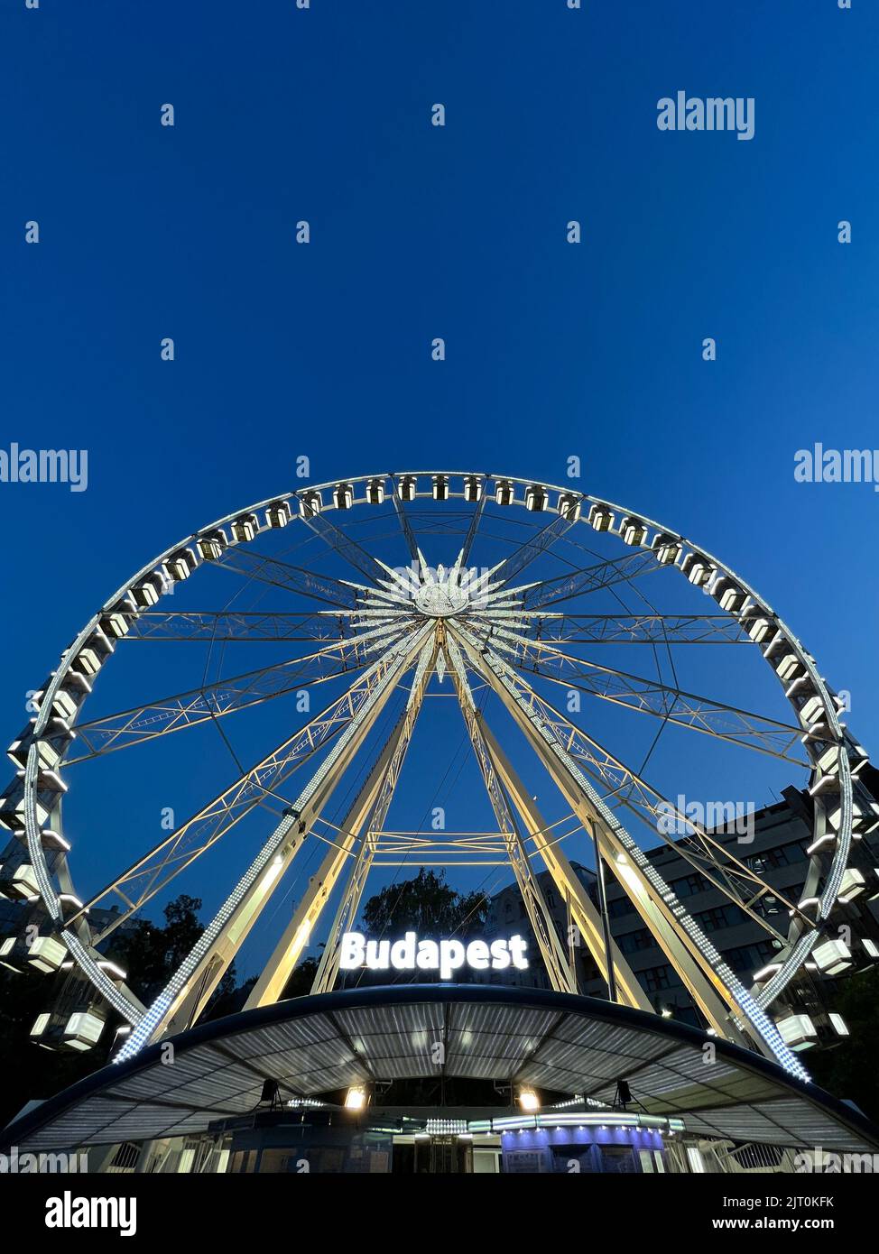 Budapest, Hungary - 13.07.2022: Big ferris wheel against the background ...