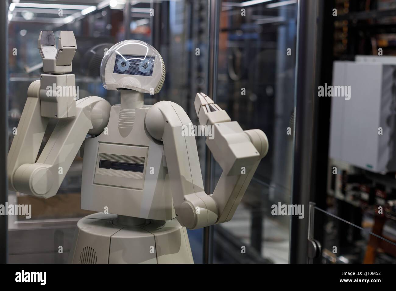 Oslo, Norway. May 01, 2022: Close-up retro humanoid robot at the Oslo ...