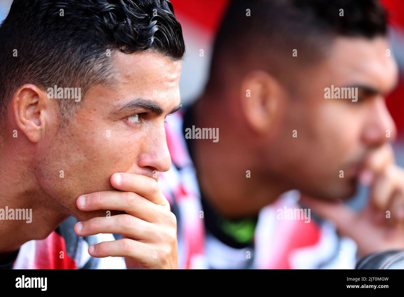 Manchester United's Cristiano Ronaldo on the bench during the Premier ...