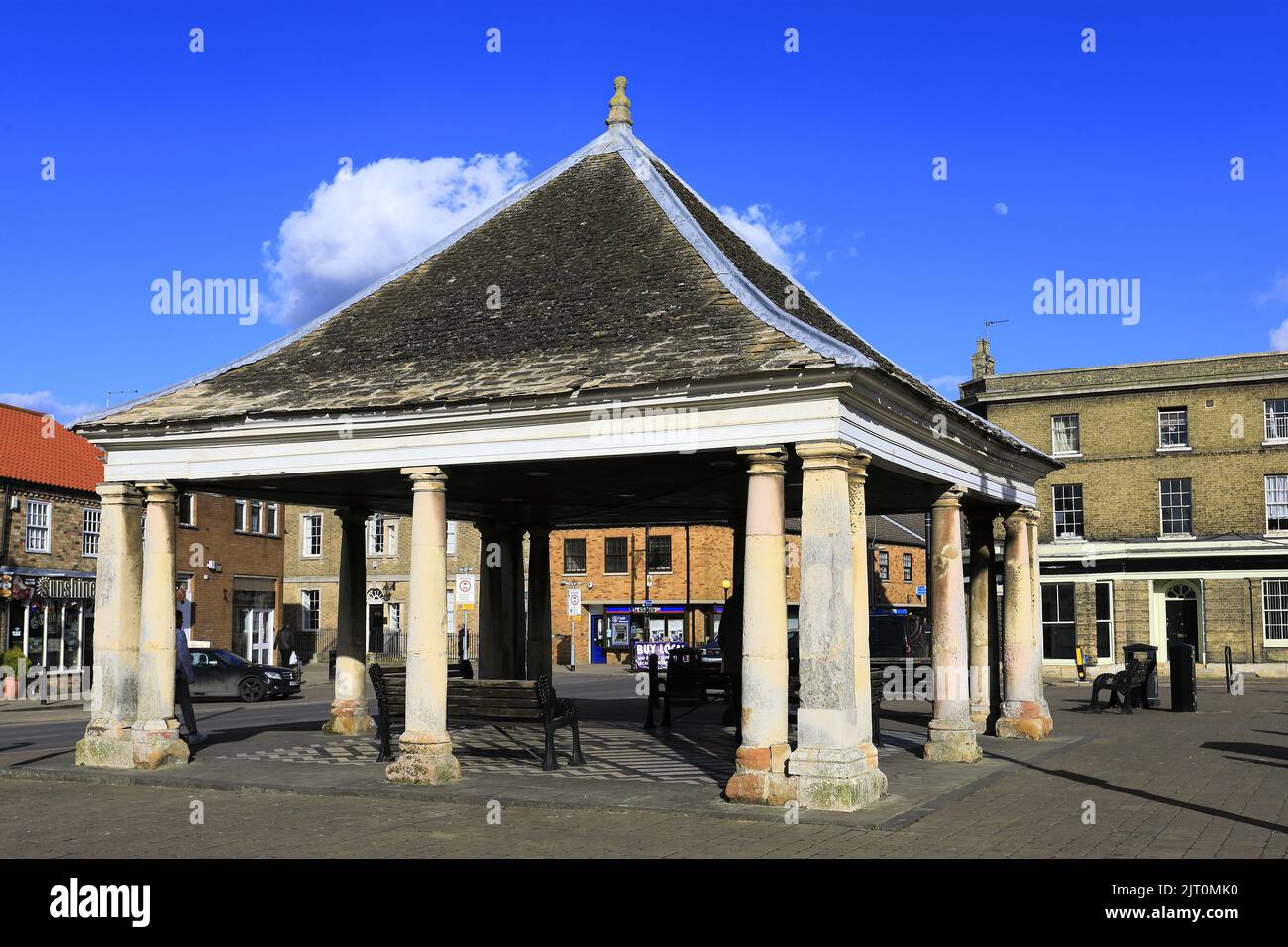 The market square and the Buttercross, Whittlesey town, Cambridgeshire ...