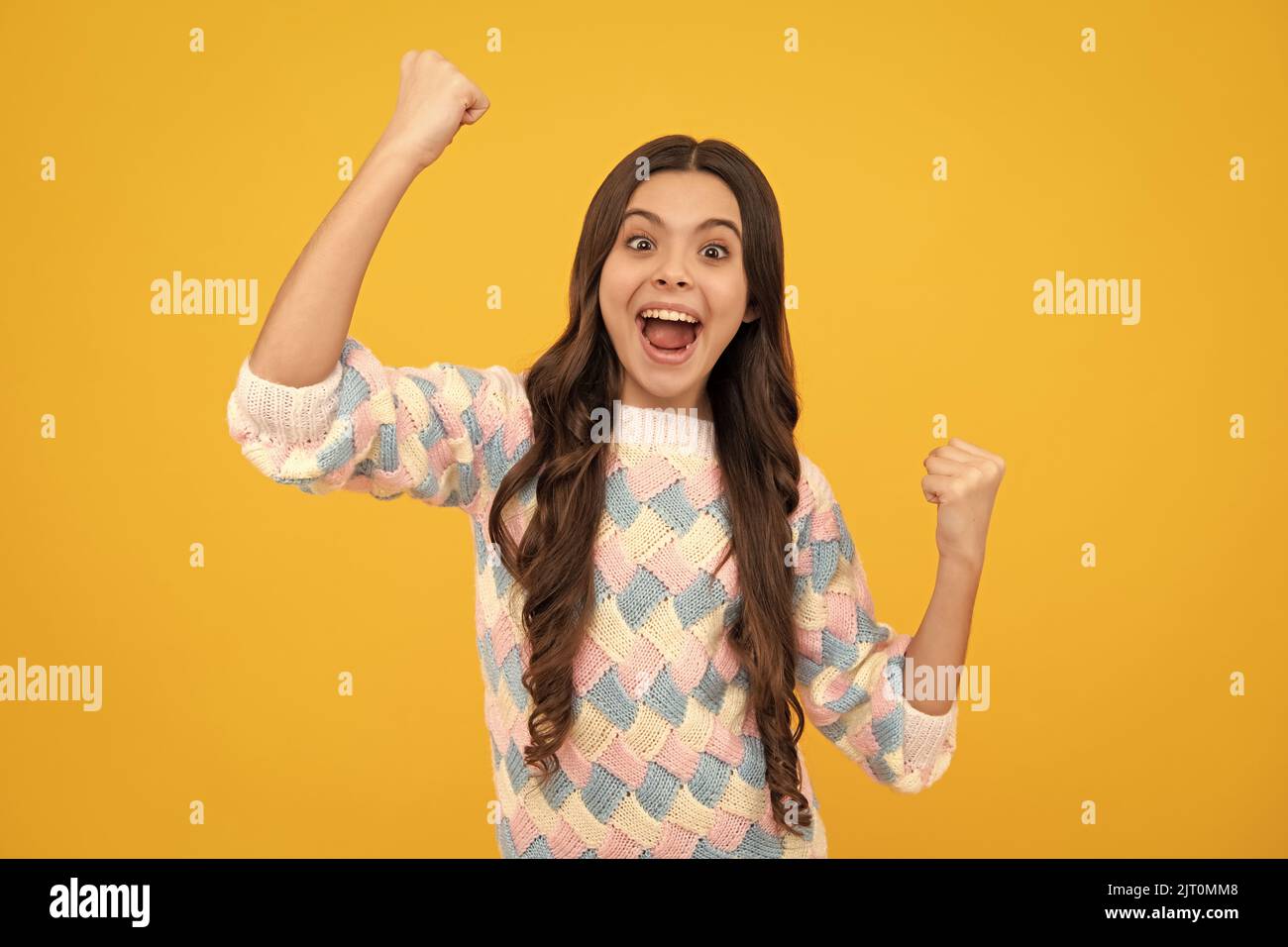 Excited face. Amazed expression, cheerful and glad. Teenager child ...