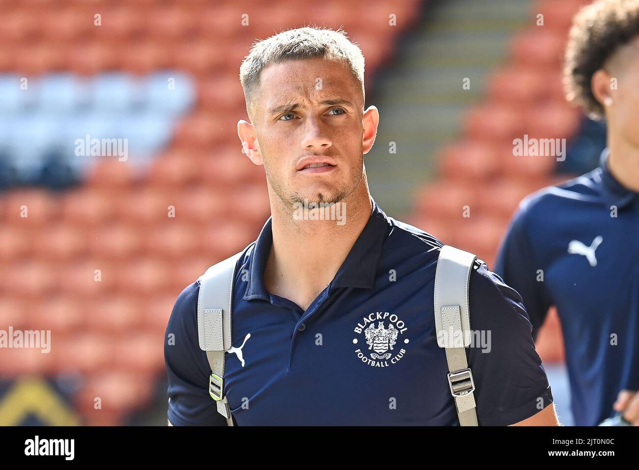 Jerry Yates #9 of Blackpool arrives at Bloomfield Road Stock Photo - Alamy